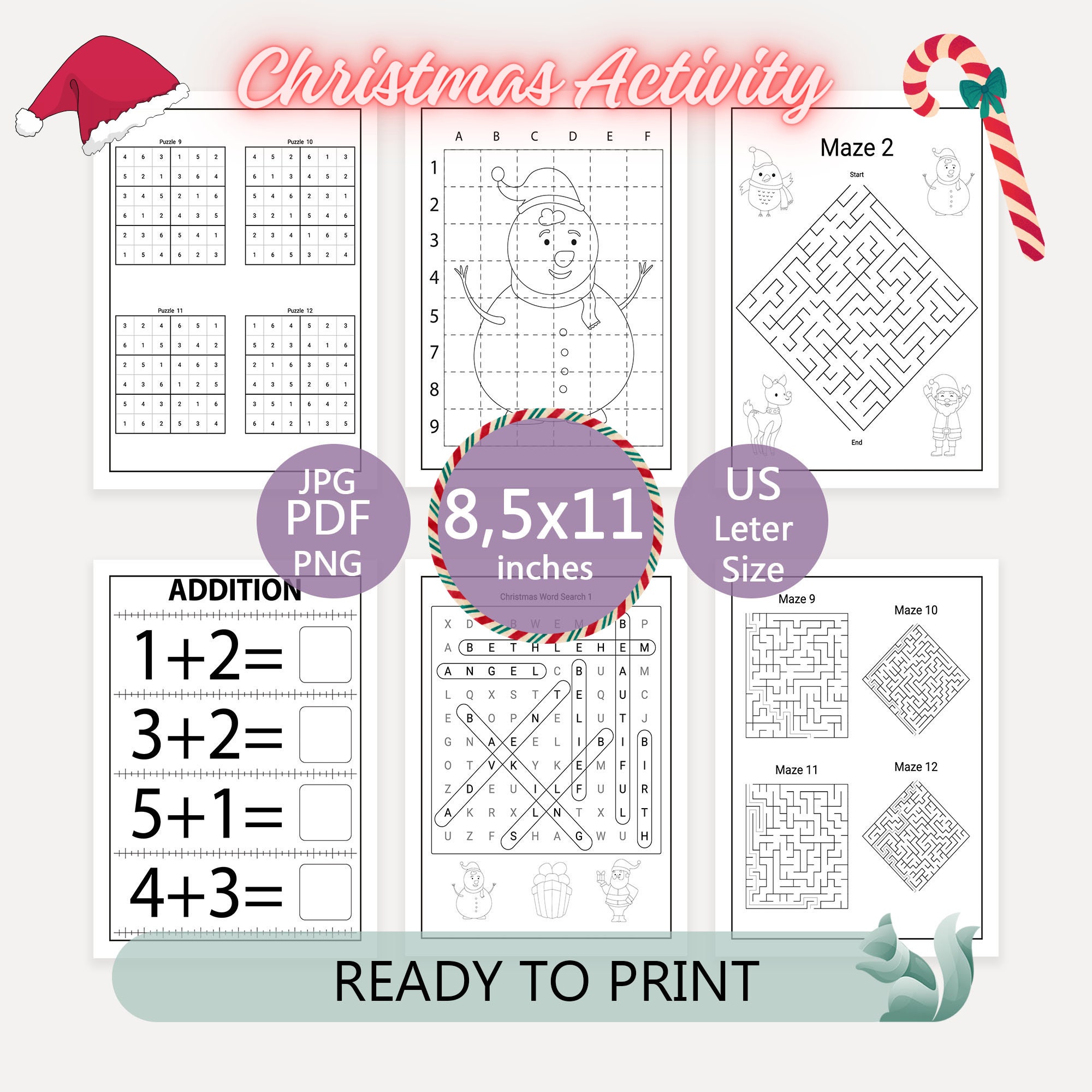 Printable Christmas Coloring Pages, Xmas Coloring Pages, Santa ...