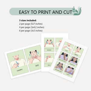 ASL Feelings Cards, American Sign Language Emotions Charts, Therapy ...