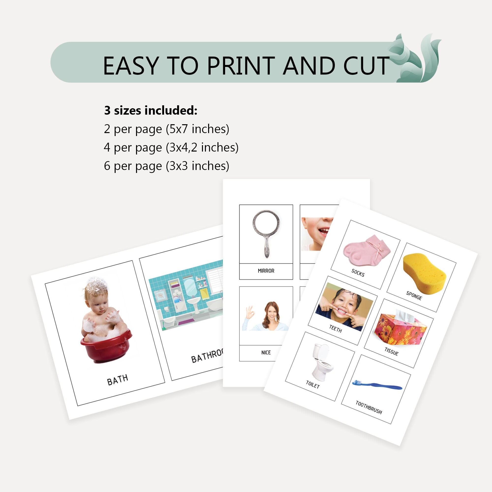 BATHROOM Routines Flahcards With Real Images - 54 Bathroom Flash Cards ...