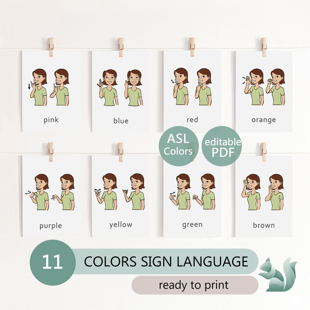 Educational Flash Cards Colors Shapes ASL Flash Cards - American Sign ...