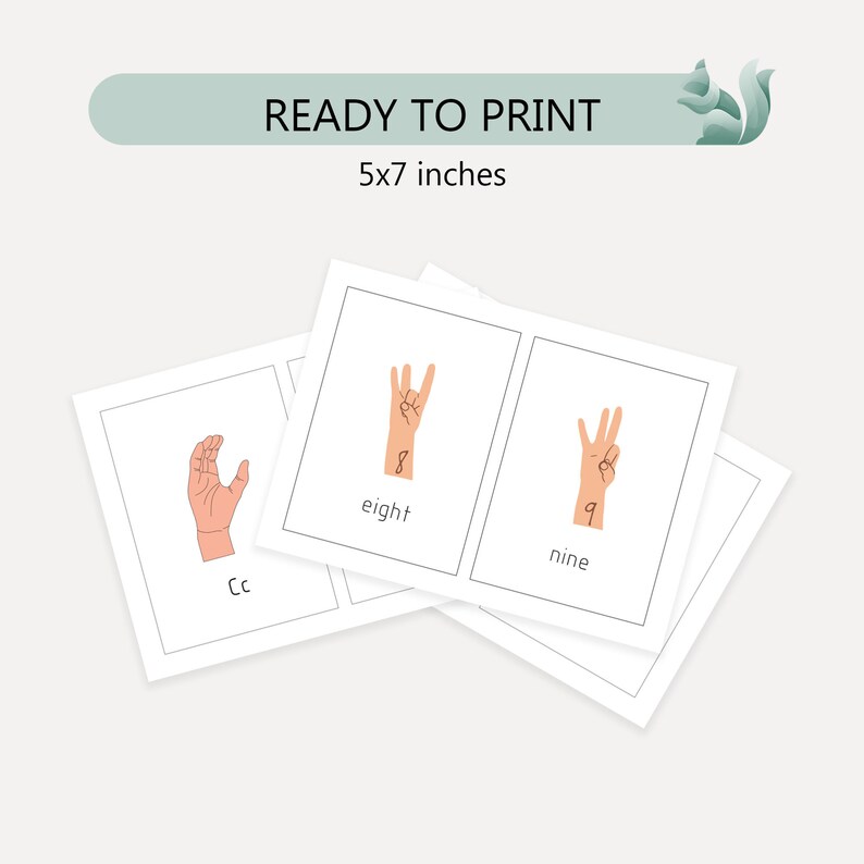 ASL Alphabet - Numbers Flashcards Set of 2, American Sign Language ABC ...