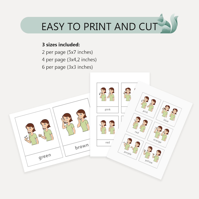 Colors Flashcards in American Sign Language, Educational ASL Colors ...