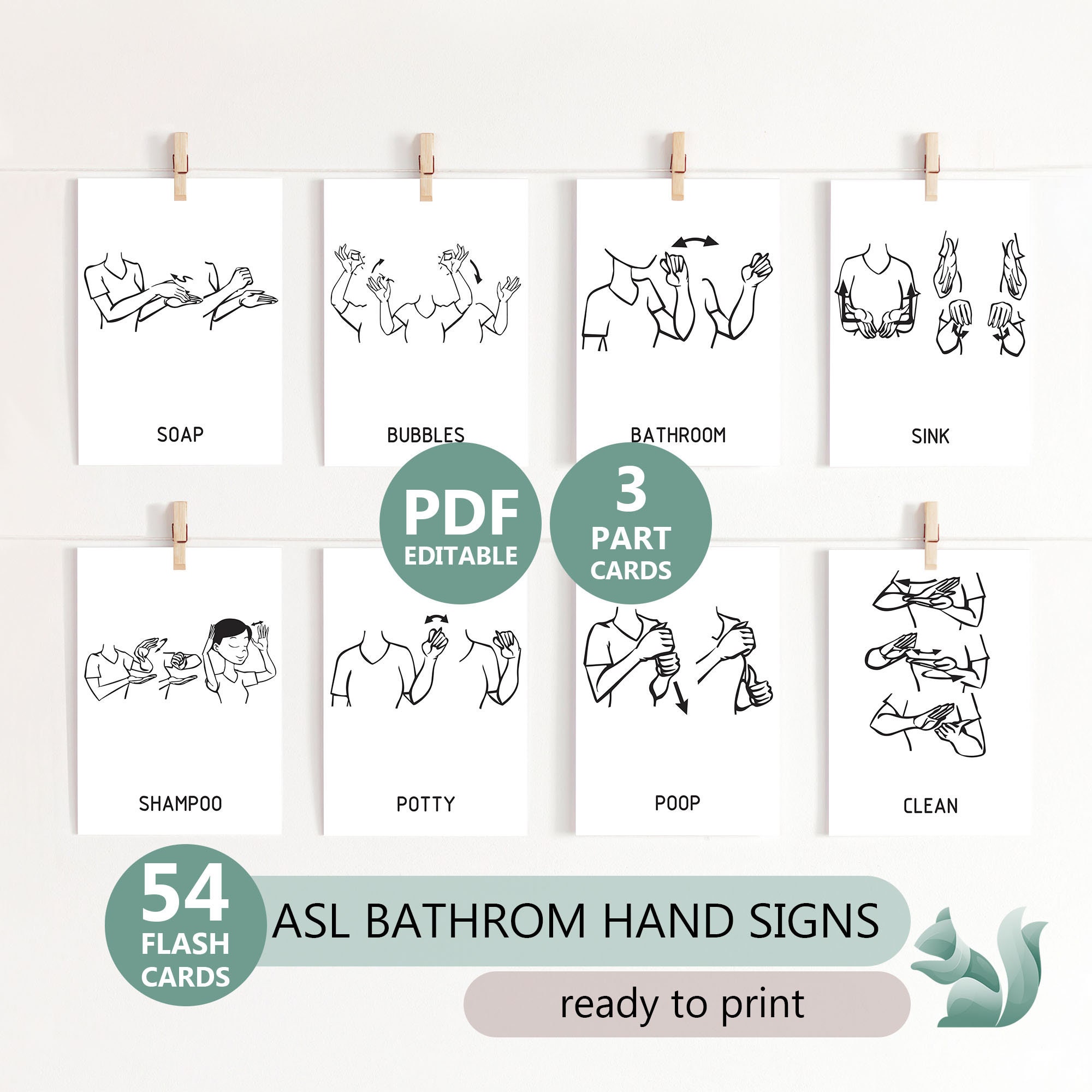 ASL BATHROOM Routines, American Sign Language Bathroom Signs, Bathroom ...