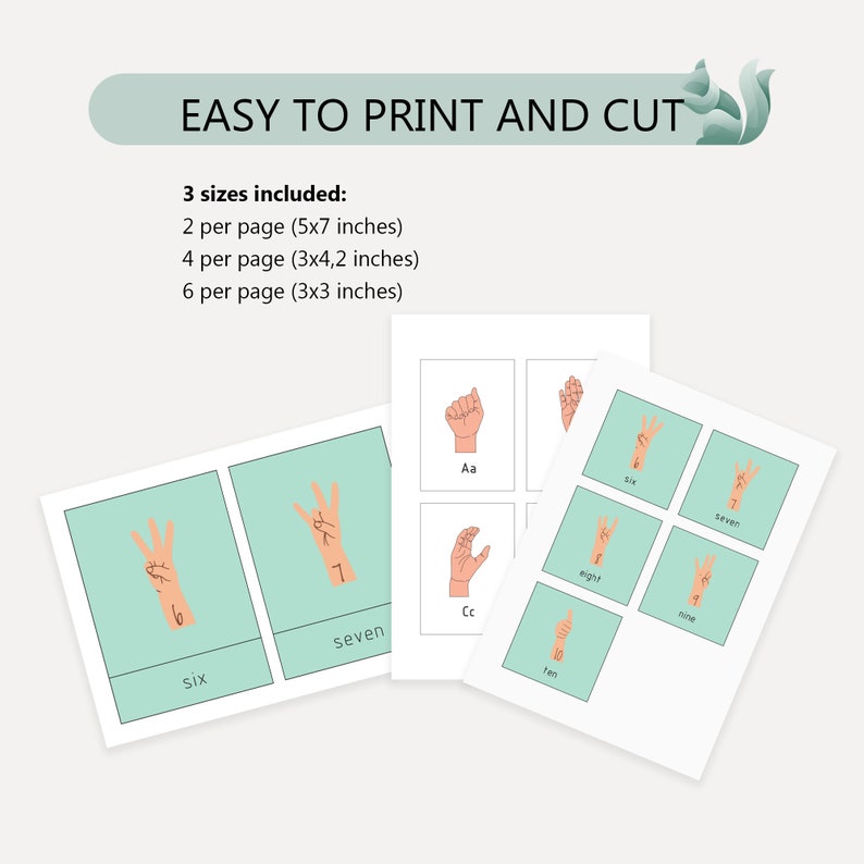ASL Alphabet and Numbers Flashcards Set of 2, American Sign Language ...