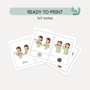 Editable American Sign Language Colours Flashcards for Learning, Catchy ...