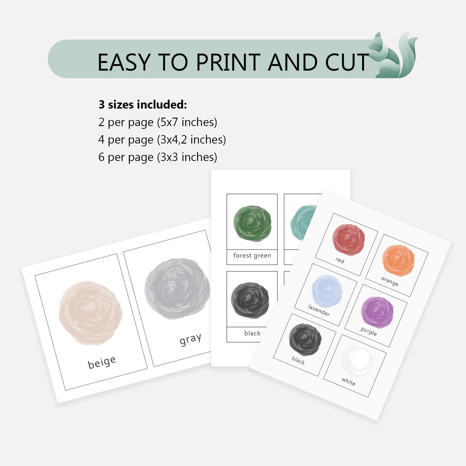 20 Color Cards, Montessori Flashcards, Pre-school Cards, Montessori ...