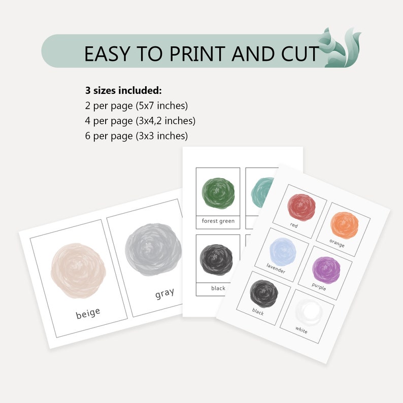 20 Color Cards, Montessori Flashcards, Pre-school Cards, Montessori ...