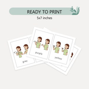 Colors Flashcards in American Sign Language, Educational ASL Colors ...