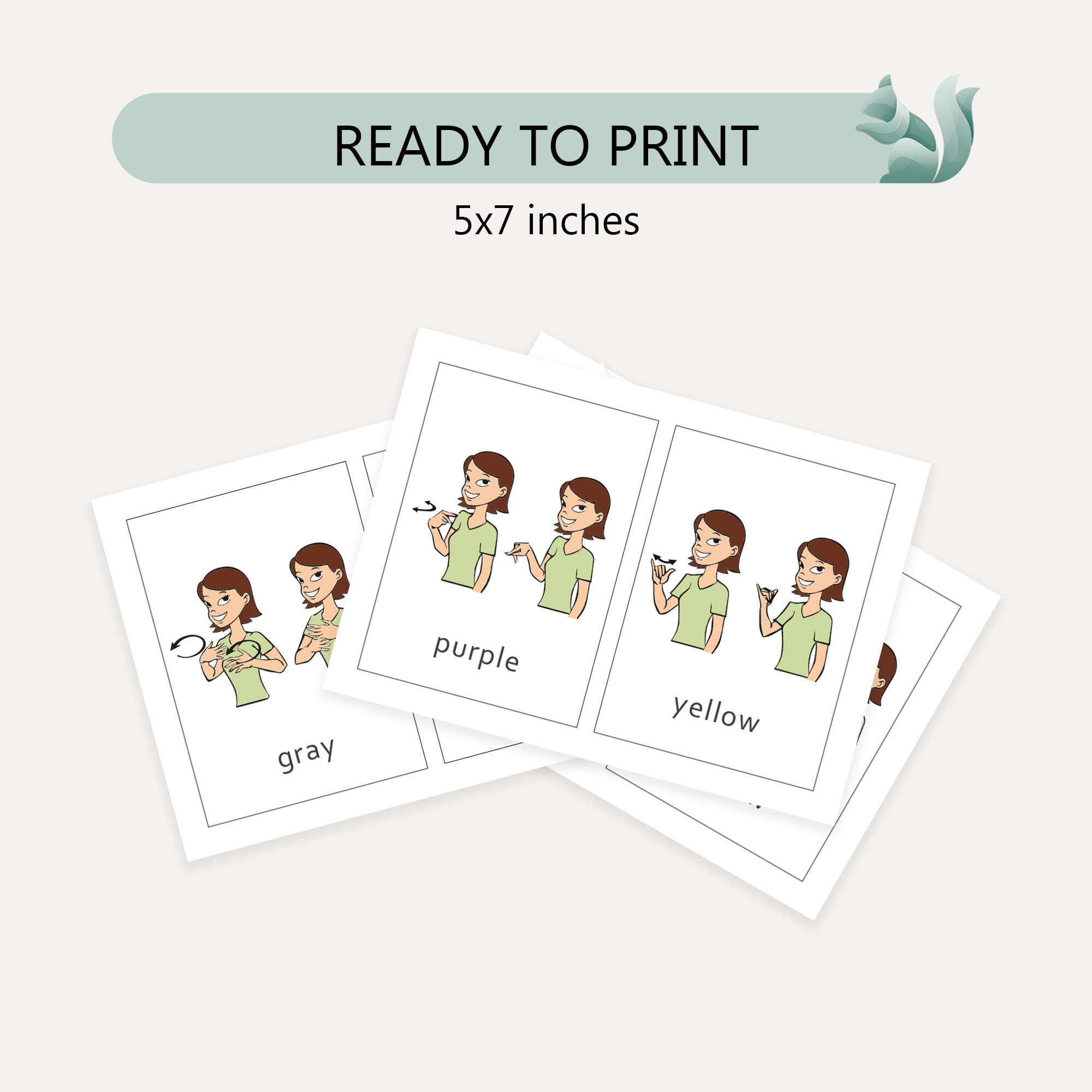 Colors Flashcards in American Sign Language, Educational ASL Colors ...