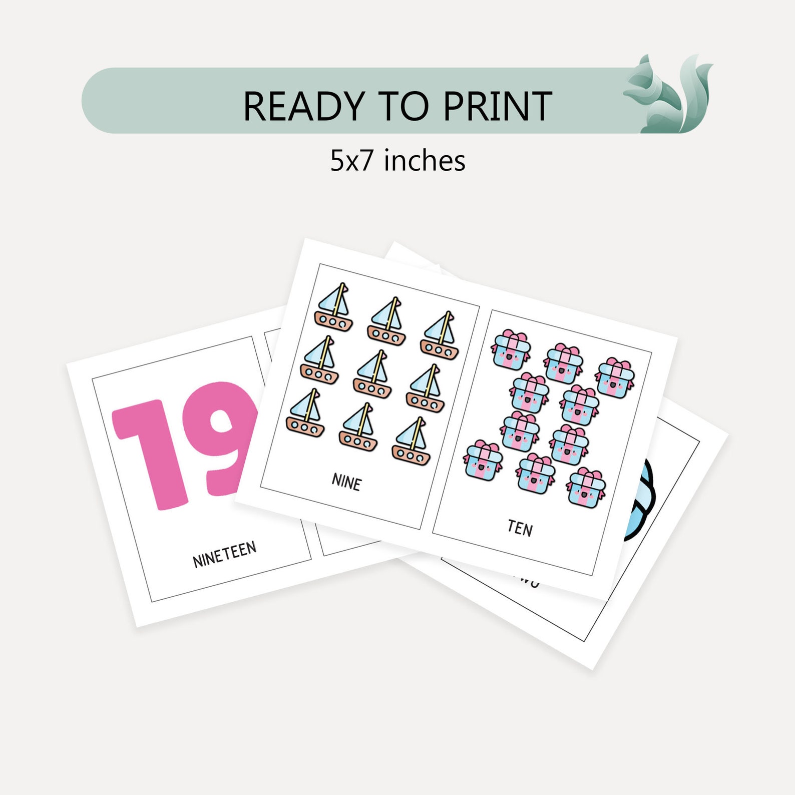 NUMBERS & COUNTING Flahcards -30 Editable Math Flash Cards Set, 3 Part ...