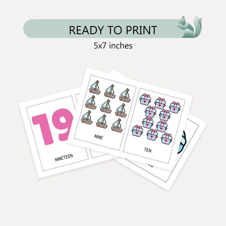 NUMBERS & COUNTING Flahcards -30 Editable Math Flash Cards Set, 3 Part ...