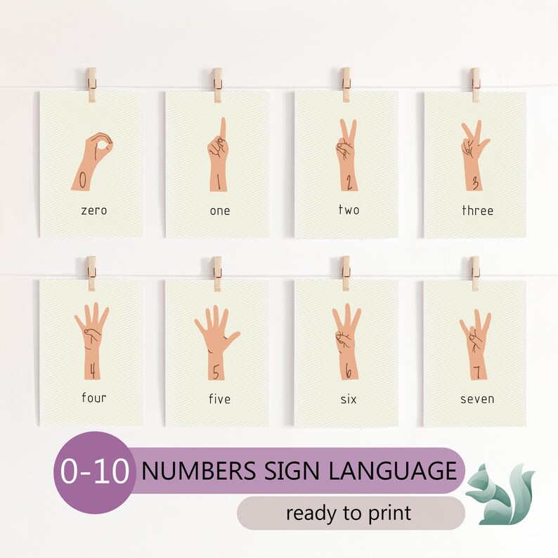 American Sign Language Numbers Flashcards 0-10 for Special Education ...
