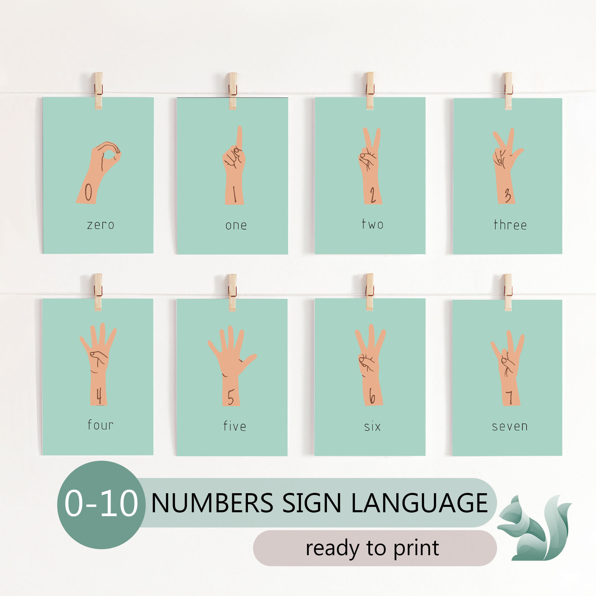 American Sign Language Numbers Flashcards 0-10 for Learning, ASL ...