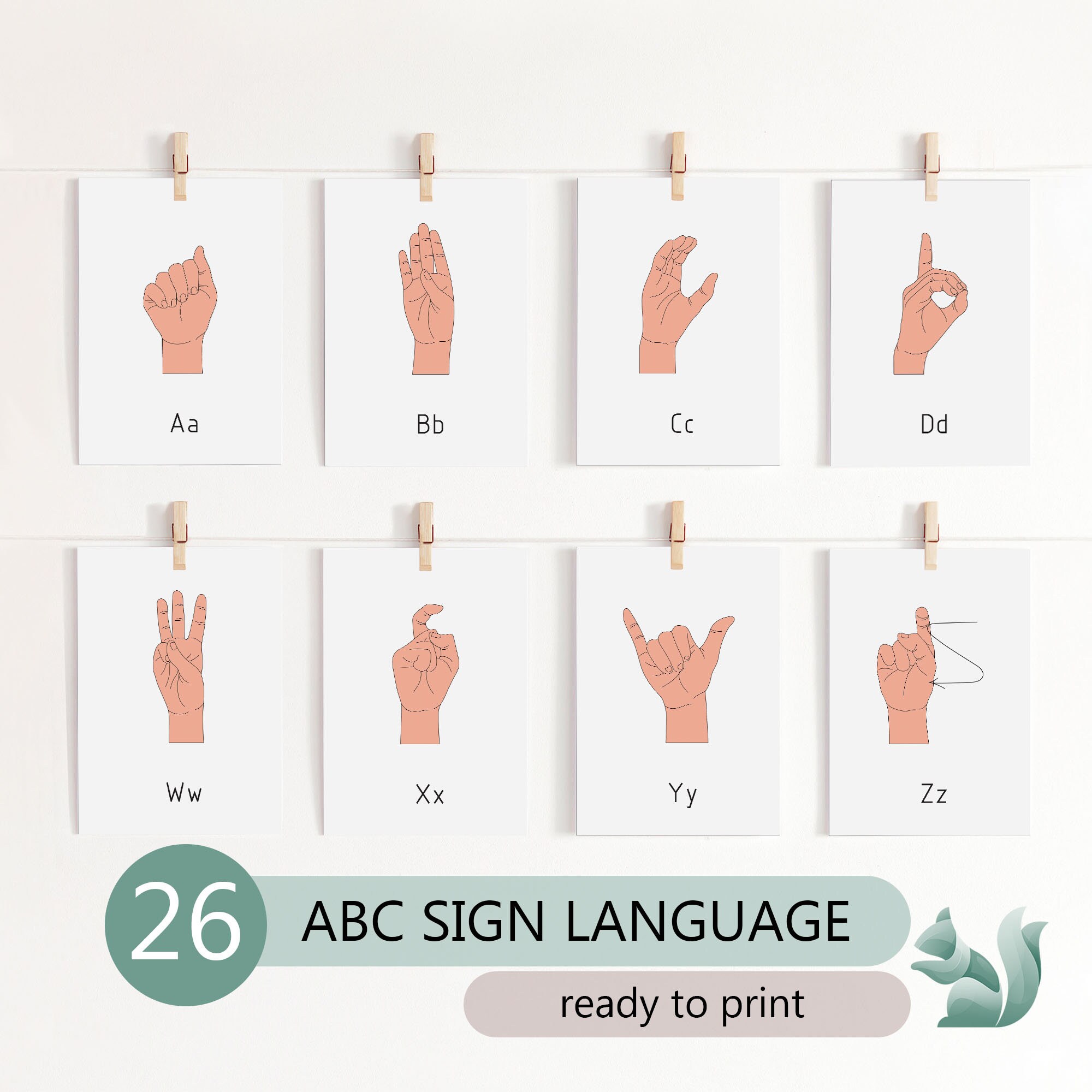 ABC Sign Language Flash Cards, American Sign Language Alphabet Cards ...
