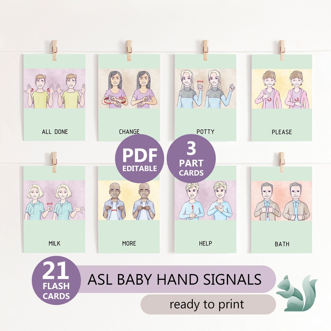 Baby Sign Language Flashcards, American Sign Language Baby Words ...
