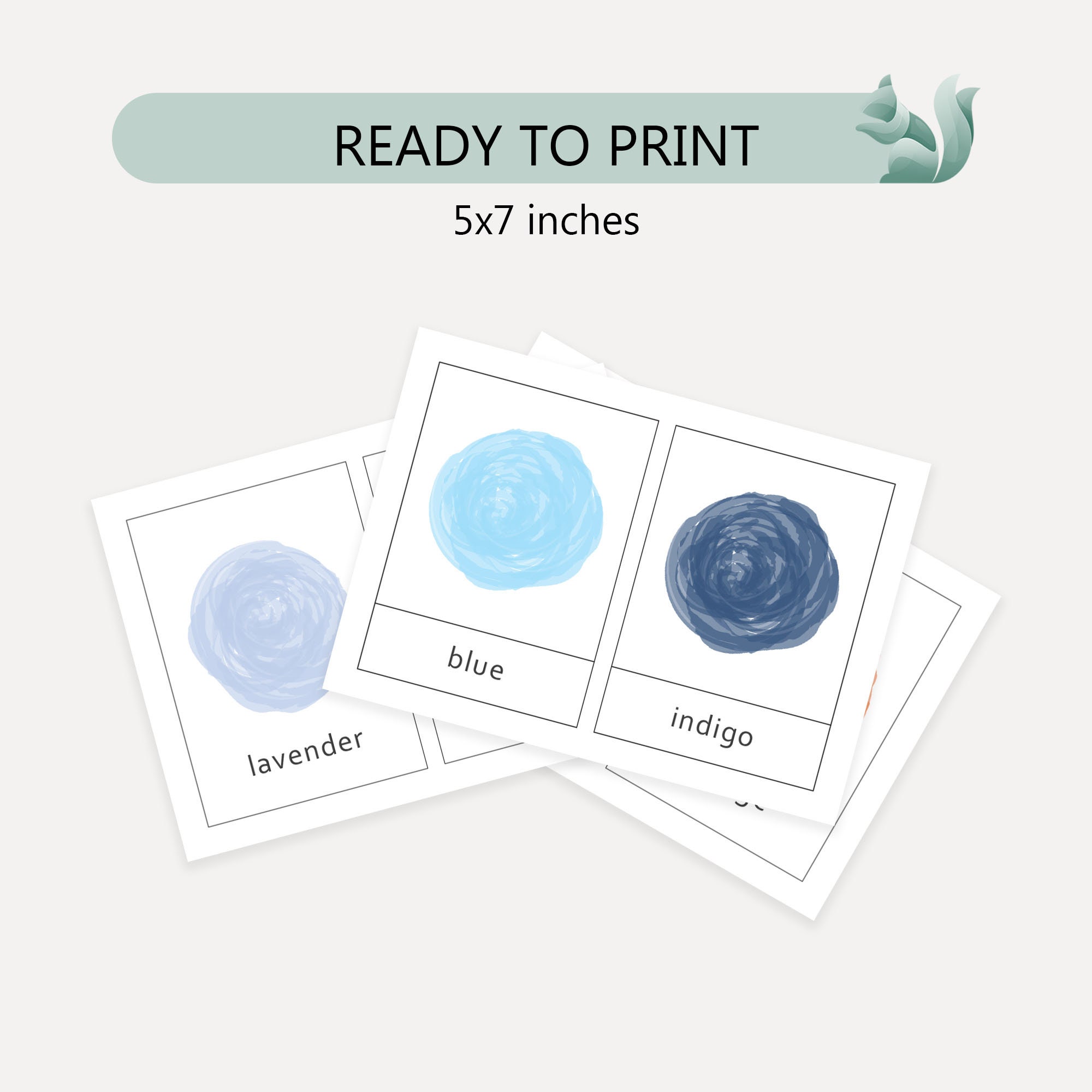 20 Color Cards, Montessori Flashcards, Pre-school Cards, Montessori ...