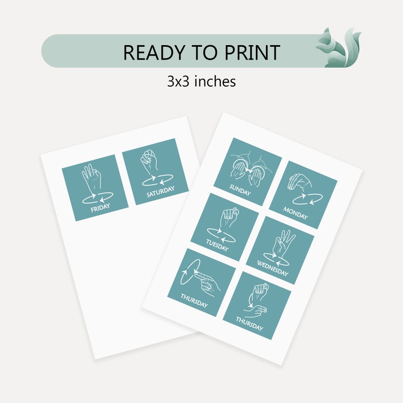 Sign Language Days of the Week, American Sign Language Days Flashcards ...