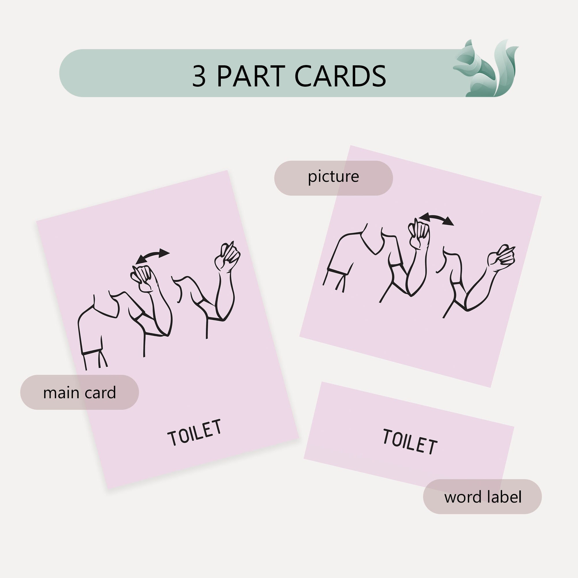 BATHROOM Sign Language Flashcards, American Sign Language Bedtime Words ...