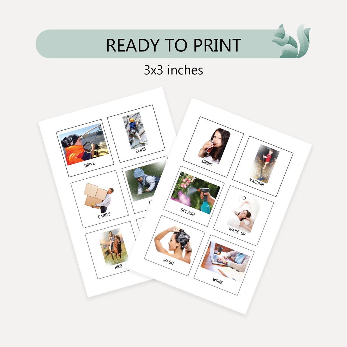 VERB FLASHCARDS With Real Images -132 Verbs Flash Cards - Action ...