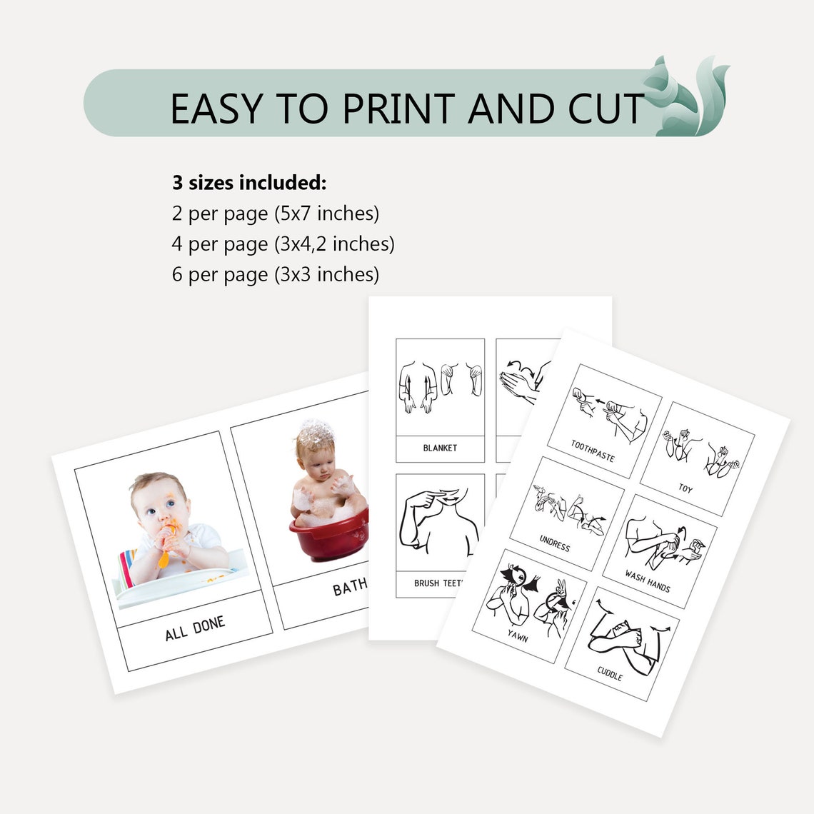 ASL BEDTIME Sign Language Flashcards, American Sign Language Bedtime ...