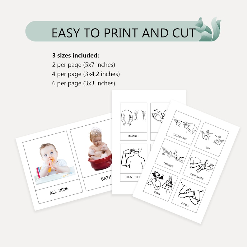 ASL BEDTIME Sign Language Flashcards, American Sign Language Bedtime ...