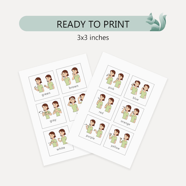 Colors Flashcards in American Sign Language, Educational ASL Colors ...