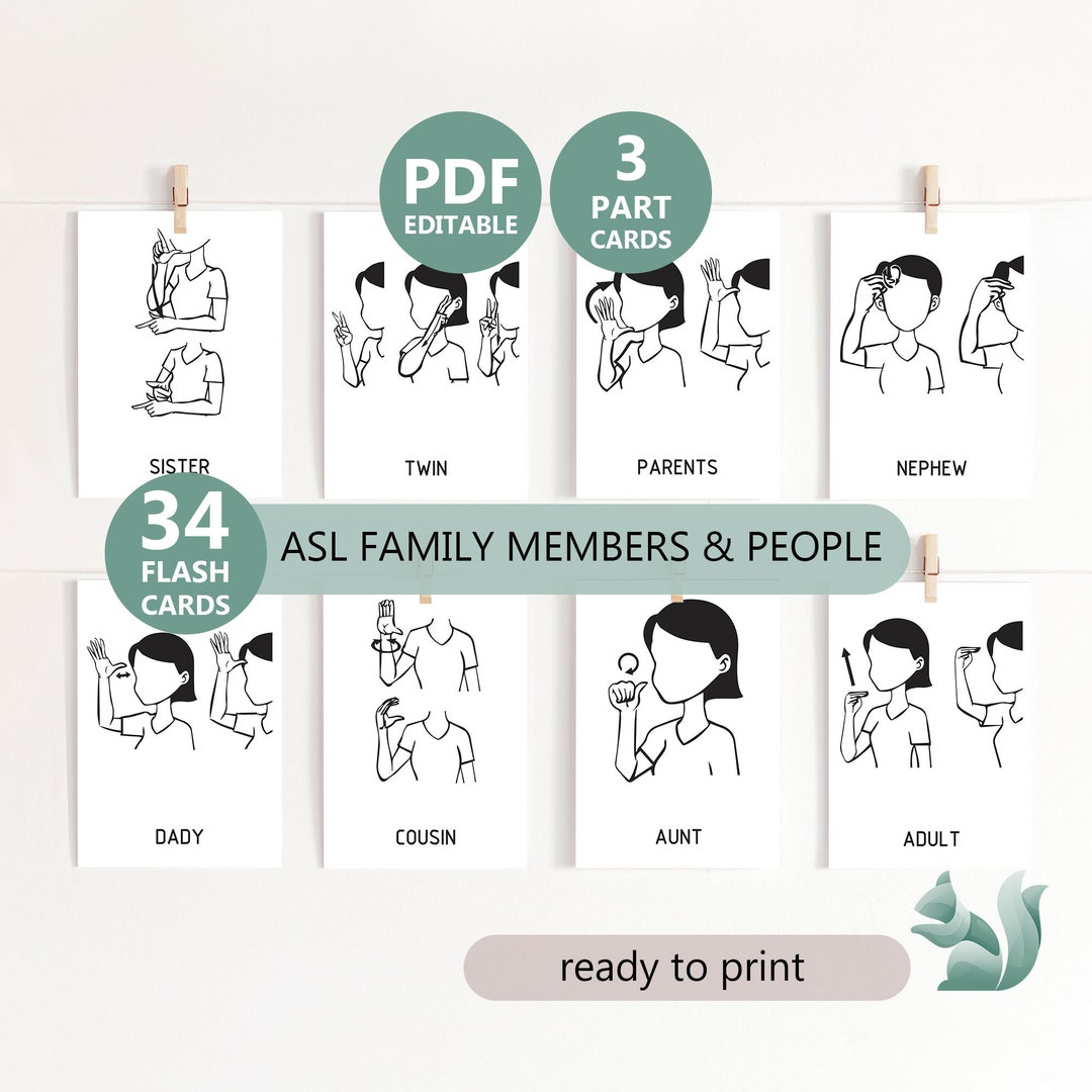 ASL Family Members & Stages Words, American Sign Language Family Signs ...