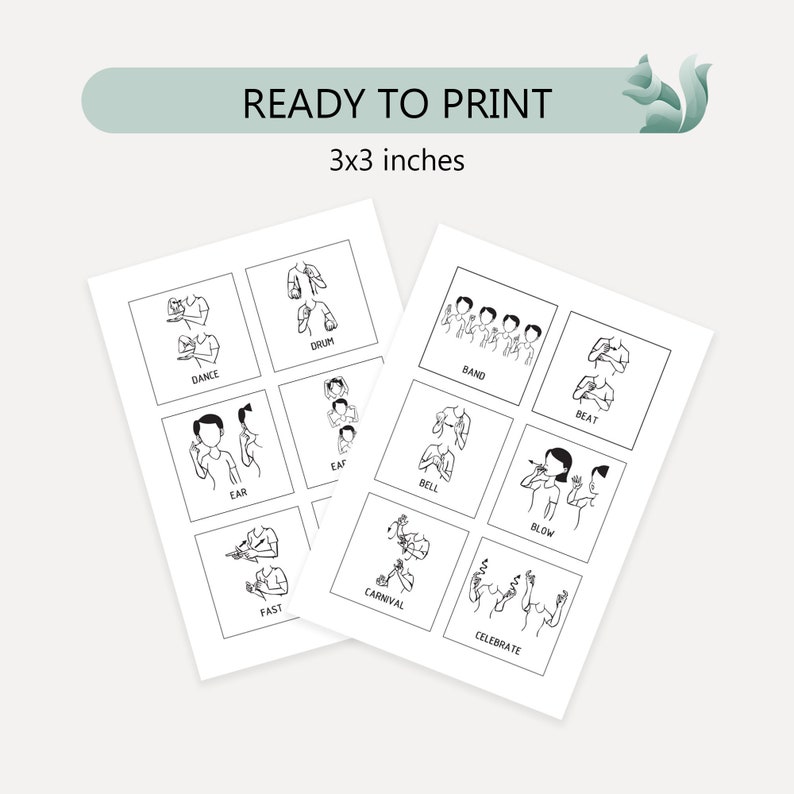ASL Music Instrument Flashcards, Sign Language Chart (digital Download ...