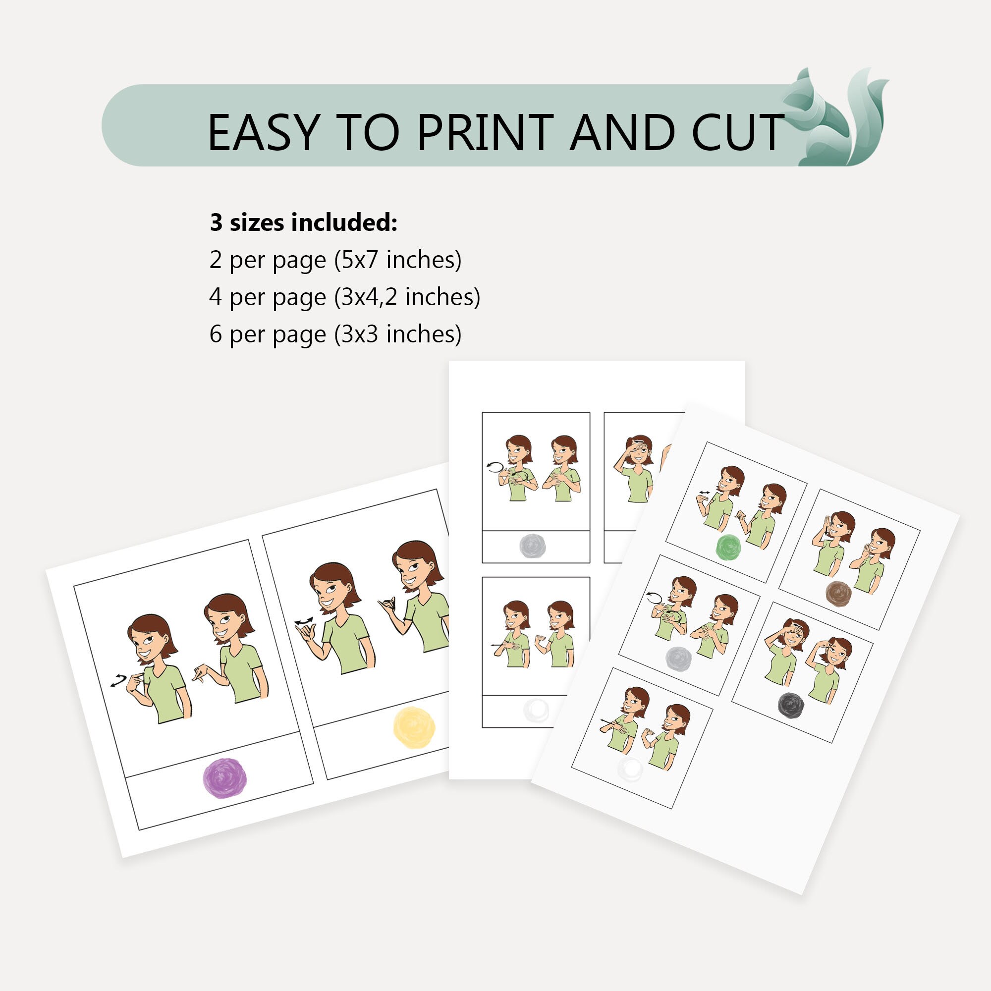 American Sign Language Colors Flashcards, Educational ASL Colors Cards ...