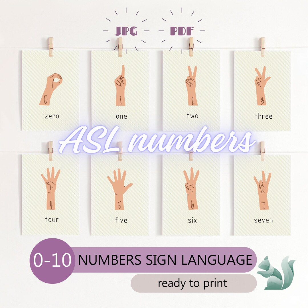 American Sign Language Numbers Flashcards 0-10 for Special Education ...