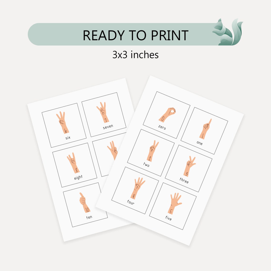 ASL Numbers Flashcards 0-10 for Learning, American Sign Language ...
