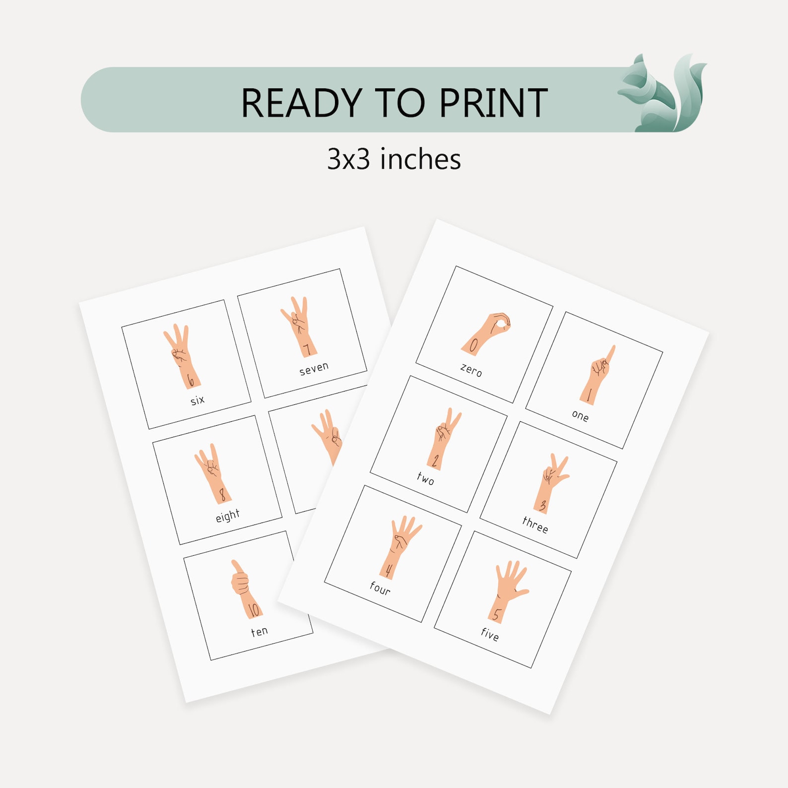 ASL Numbers Flashcards 0-10 for Learning, American Sign Language ...