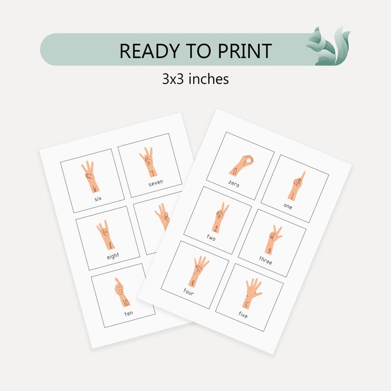 ASL Numbers Flashcards 0-10 for Learning, American Sign Language ...