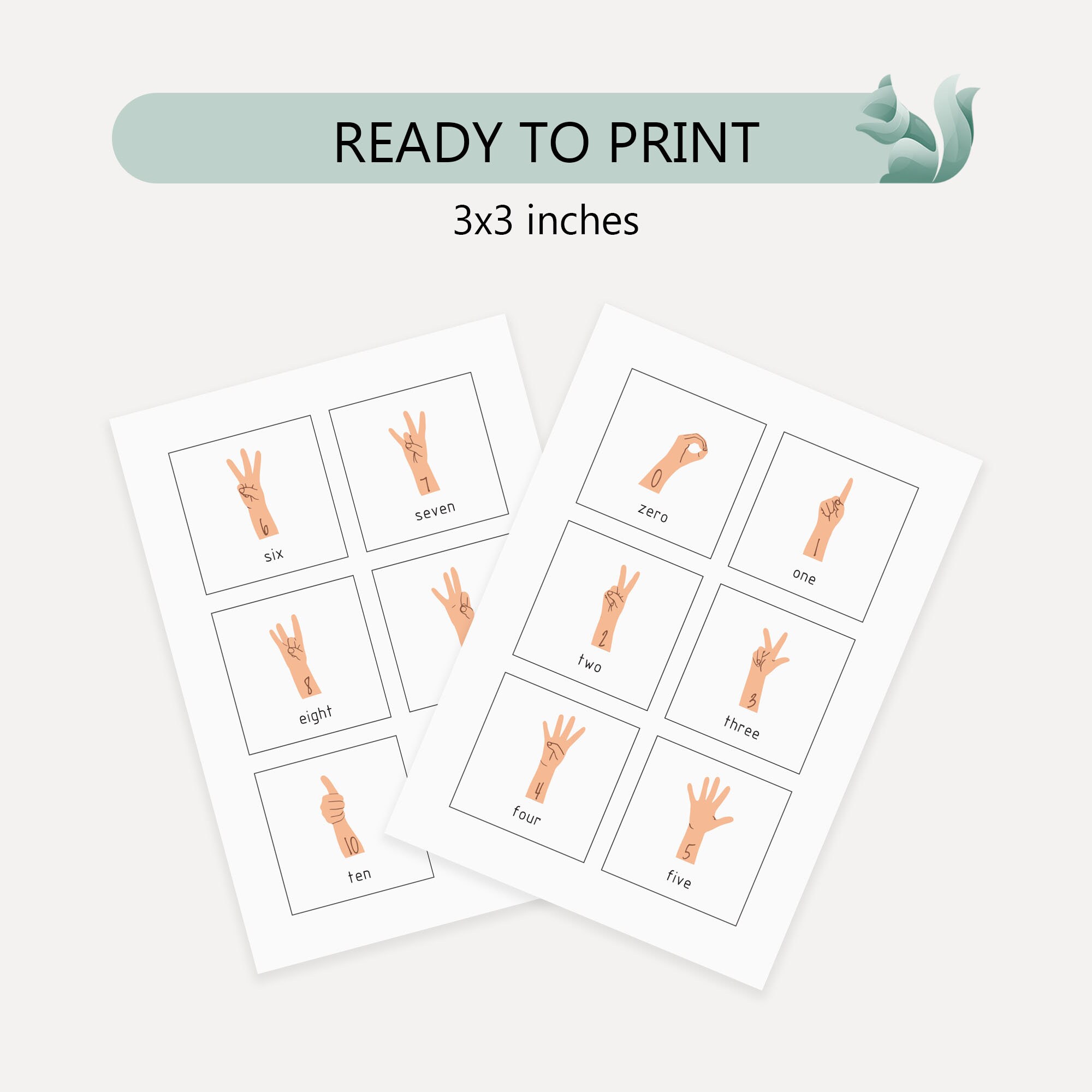 ASL Numbers Flashcards 0-10 for Learning, American Sign Language ...