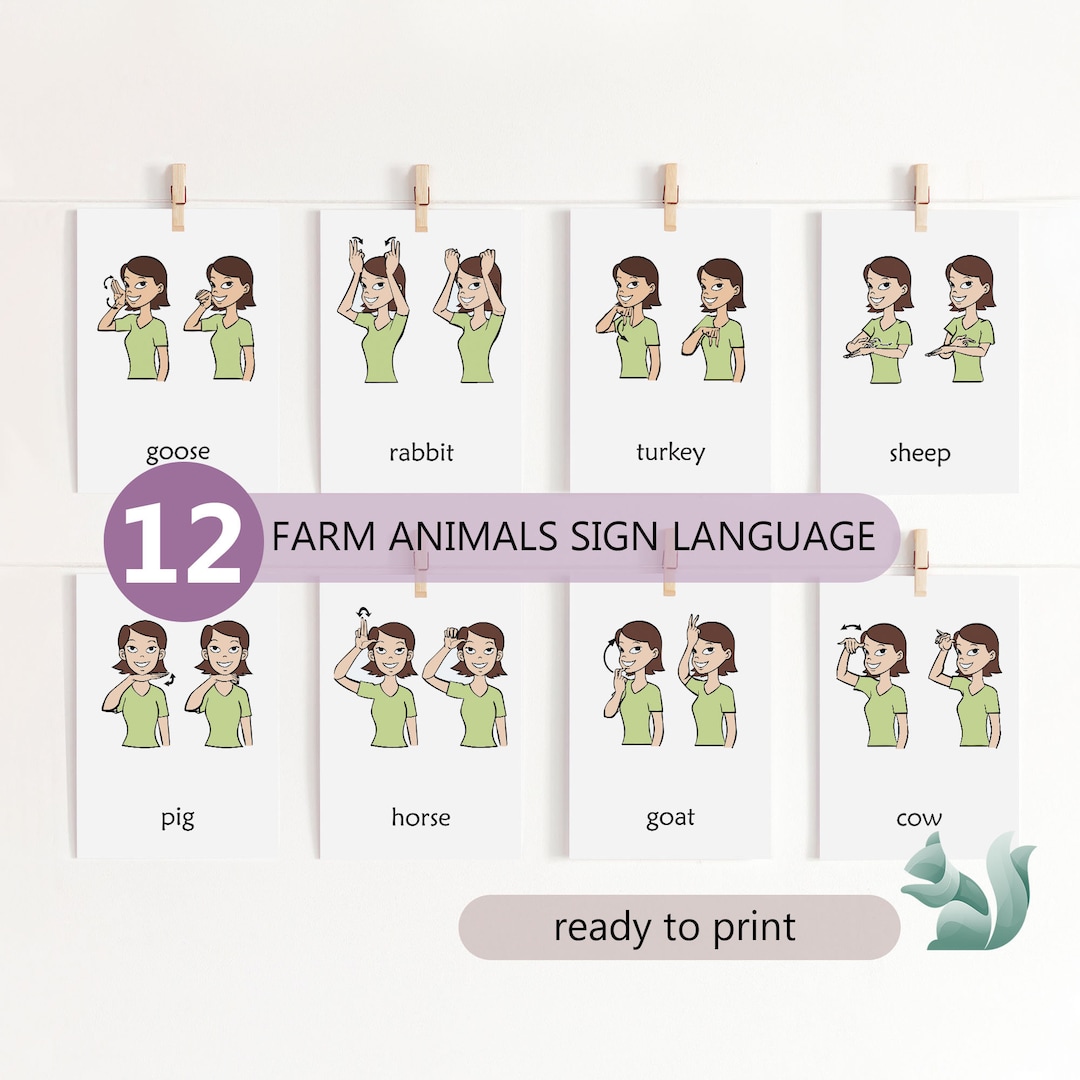 Farm Animals Sign Language, American Sign Language Animals Charts ...