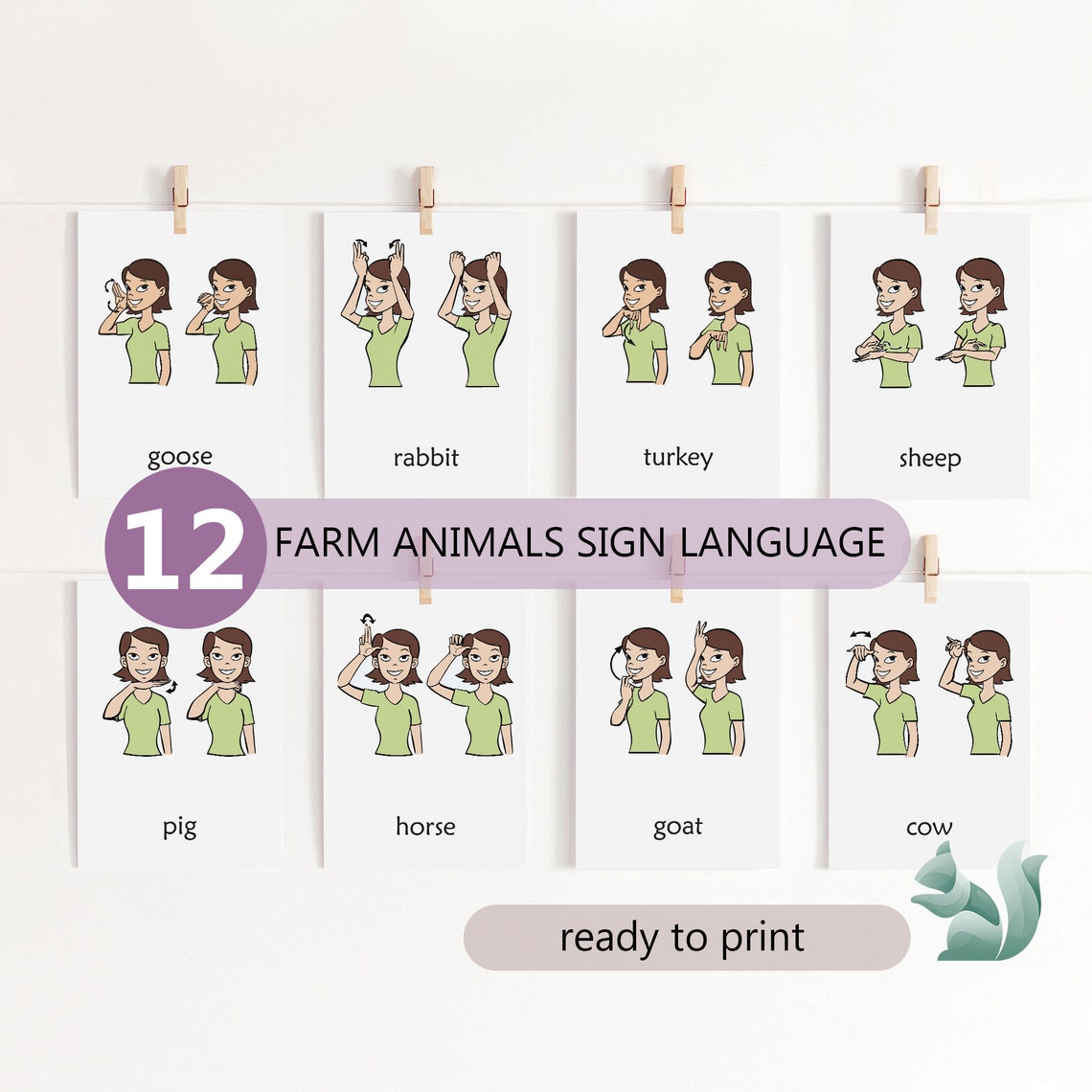 Farm Animals Sign Language, American Sign Language Animals Charts ...