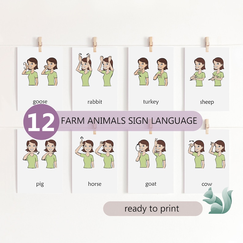 Farm Animals Sign Language, American Sign Language Animals Charts ...