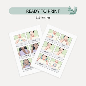 Feelings Flashcards in ASL, American Sign Language Emotions Cards ...