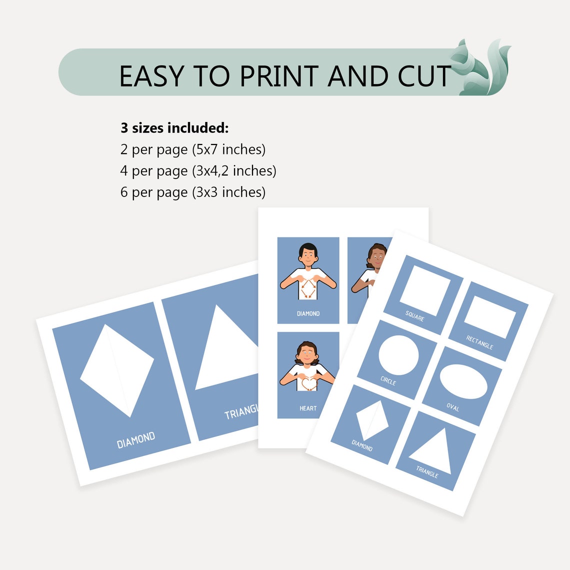 ASL SHAPES Flash Cards, American Sign Language 14 Shapes Flashcards ...