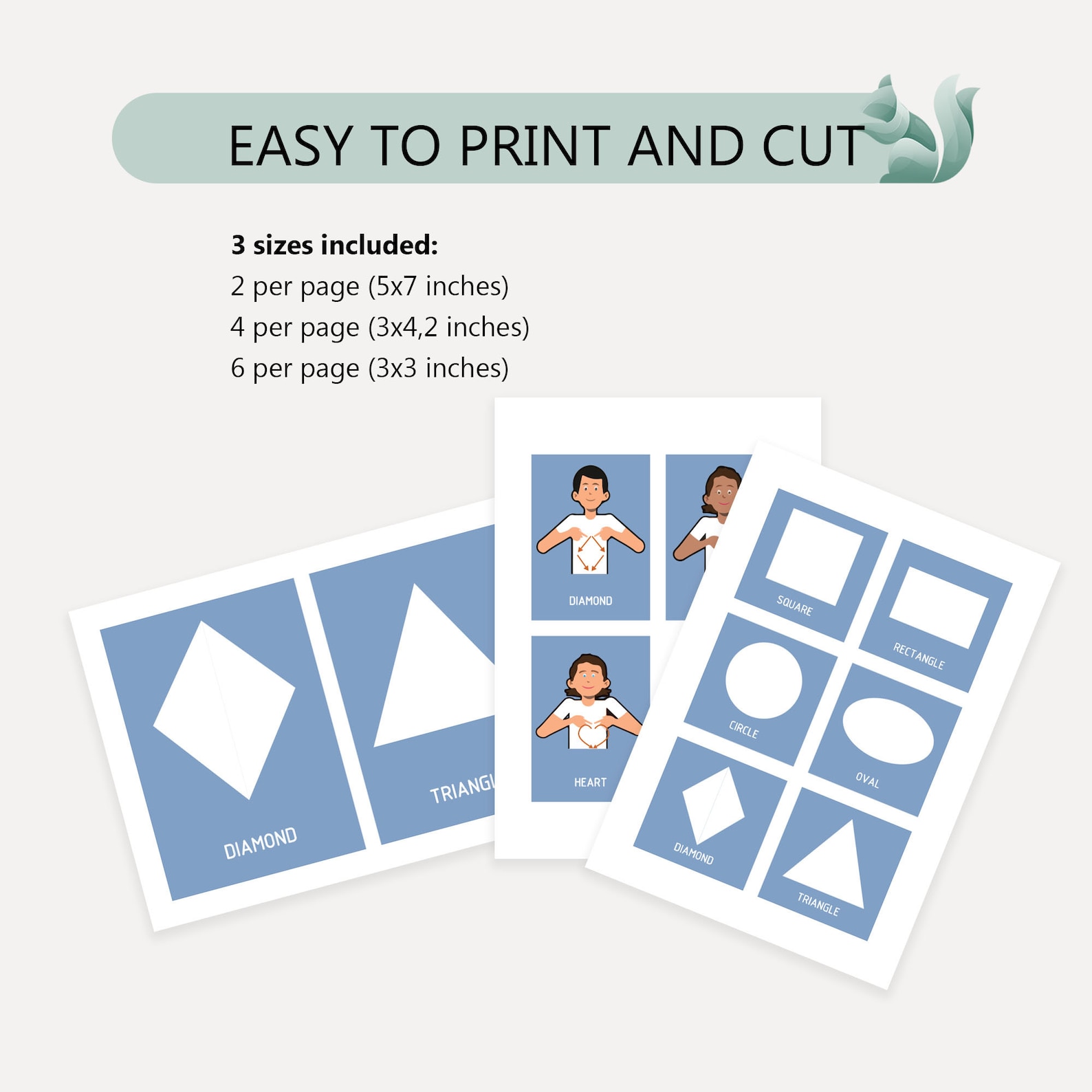 ASL SHAPES Flash Cards, American Sign Language 14 Shapes Flashcards ...