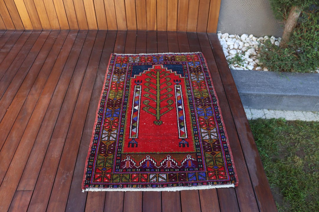 Vintage Turkish Rug, Small Red Carpet, 80x120cm, 3x4ft, Handmade Wool ...