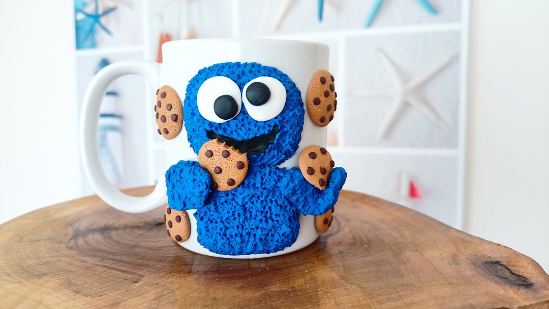 Cookie Monster Coffee Mug Cup Handmade Polymer Clay - Etsy