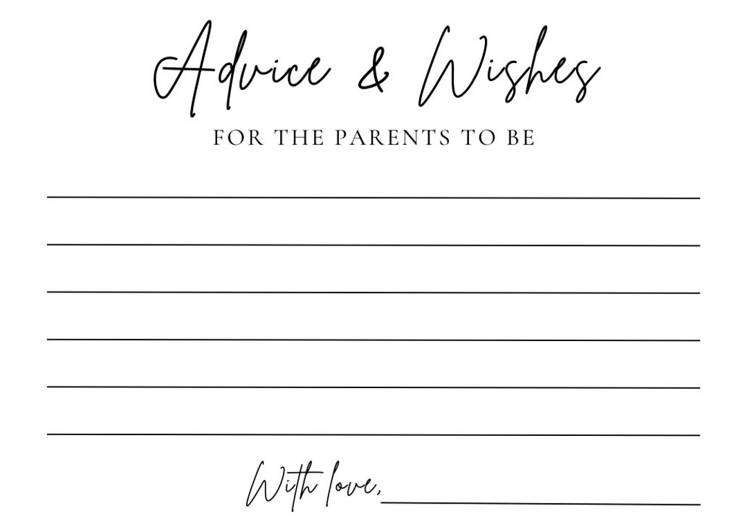 Baby Shower Activity - Advice and Wishes for Parents to Be - Etsy