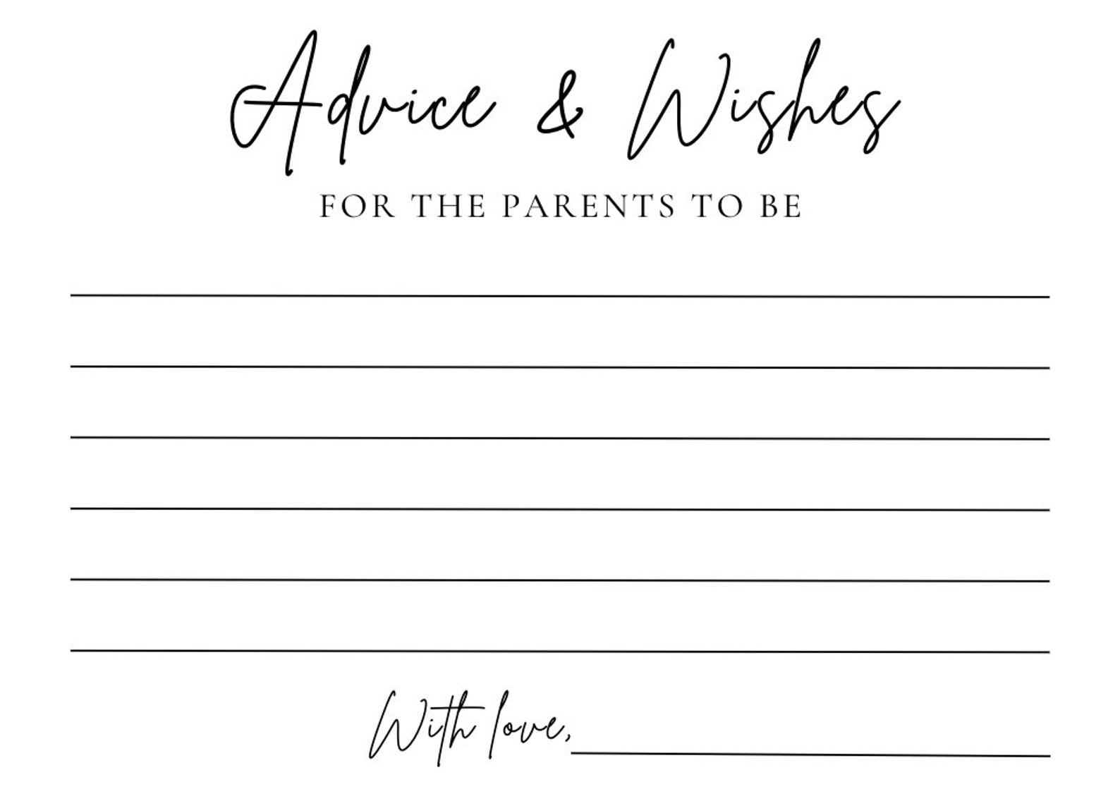 Baby Shower Activity Advice and Wishes for Parents to Be - Etsy