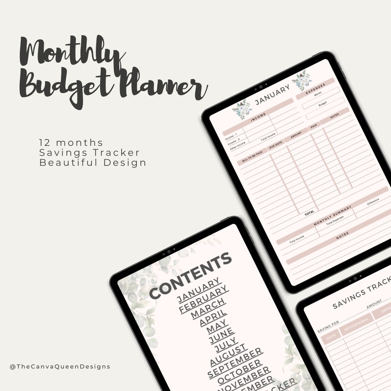 Digital Monthly Budget Planner - Etsy