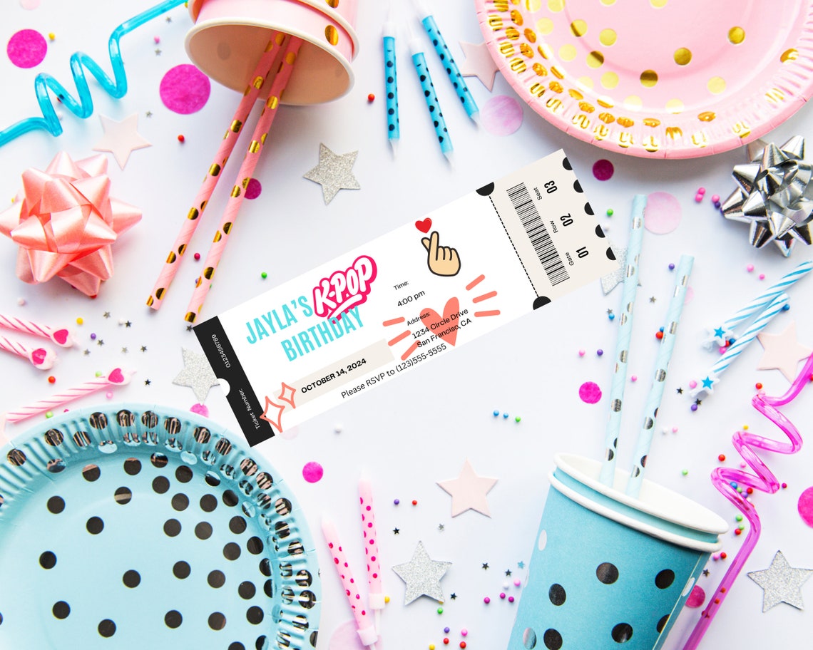 K-pop Themed Birthday Invitation - Customizable Digital Download - Etsy