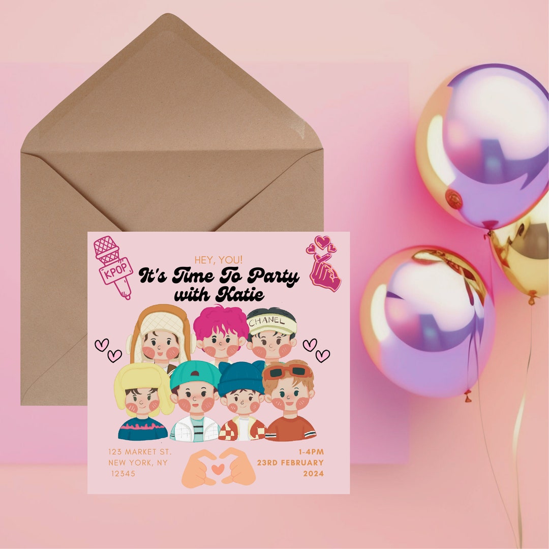 KPOP Group Birthday Invitation - Customizable Digital Download - Etsy