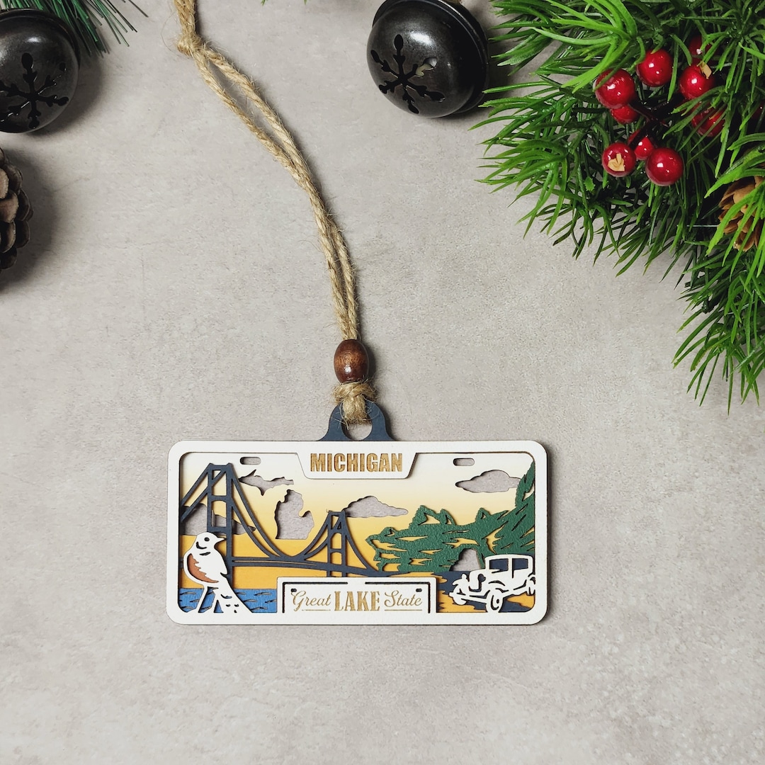 Michigan License Plate Ornament - Etsy