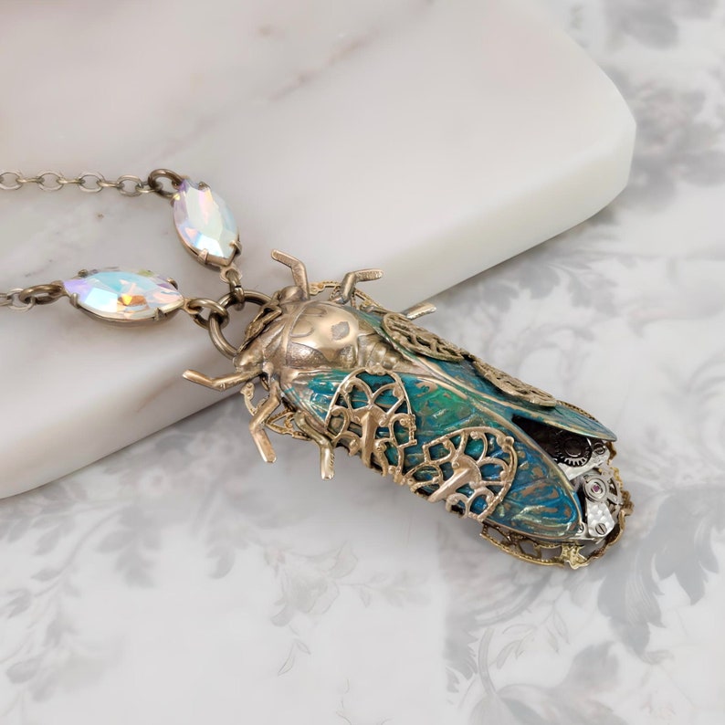 Cicada Necklace, Steampunk Insect Jewelry, Unique Cicada Jewelry Gift ...