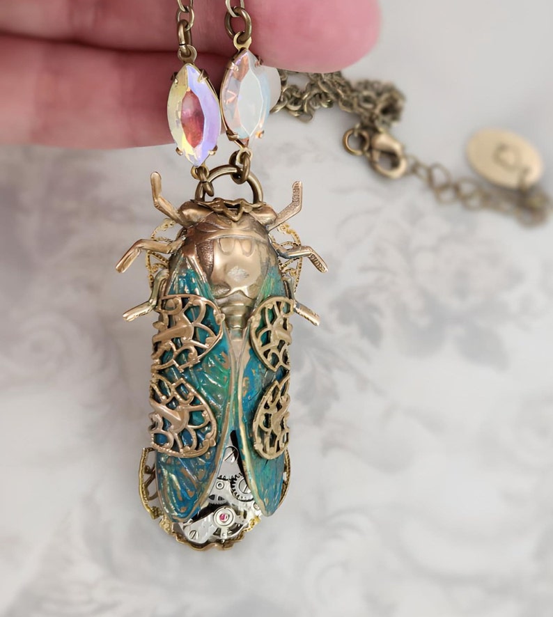Cicada Necklace, Steampunk Insect Jewelry, Unique Cicada Jewelry Gift ...